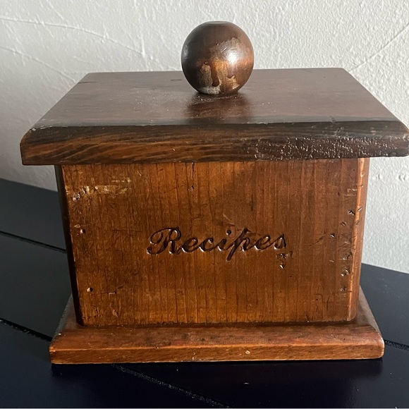 Kitchen | Vintage Real Wood Recipe Box Engraved Country Chic Feel ...
